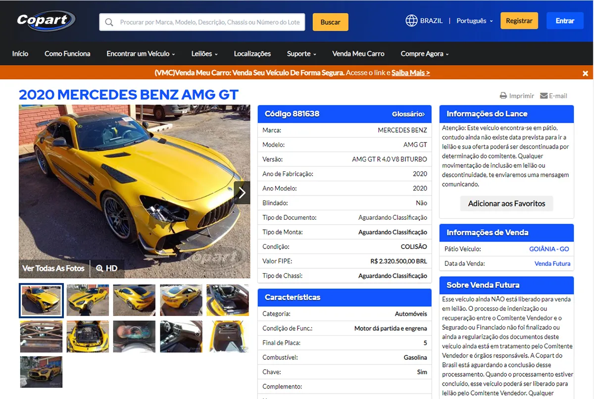 Modelos milionários da M-Benz são estrelas em leilões da Copart | Tribuna do Paraná