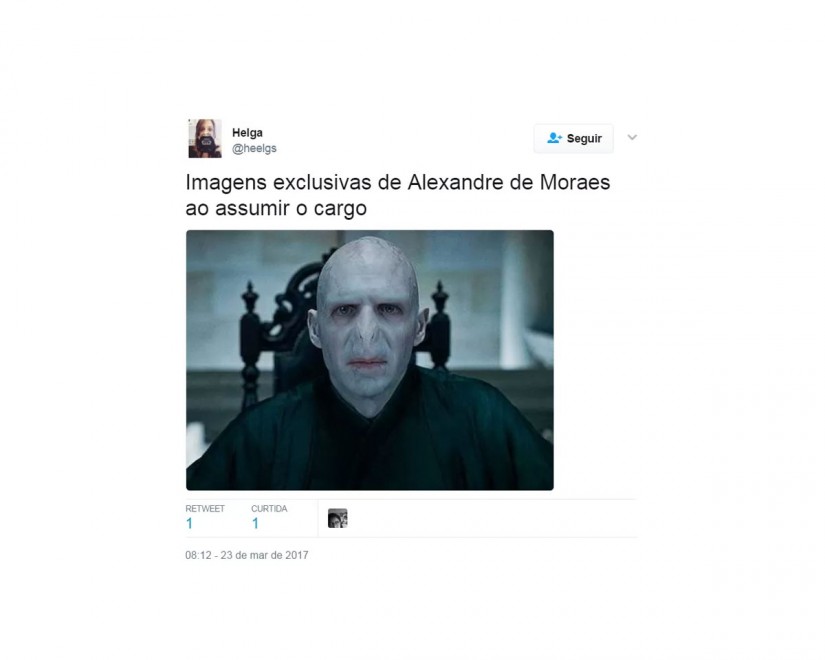 Internautas chamam Alexandre Moraes de Voldemort | Tribuna PR